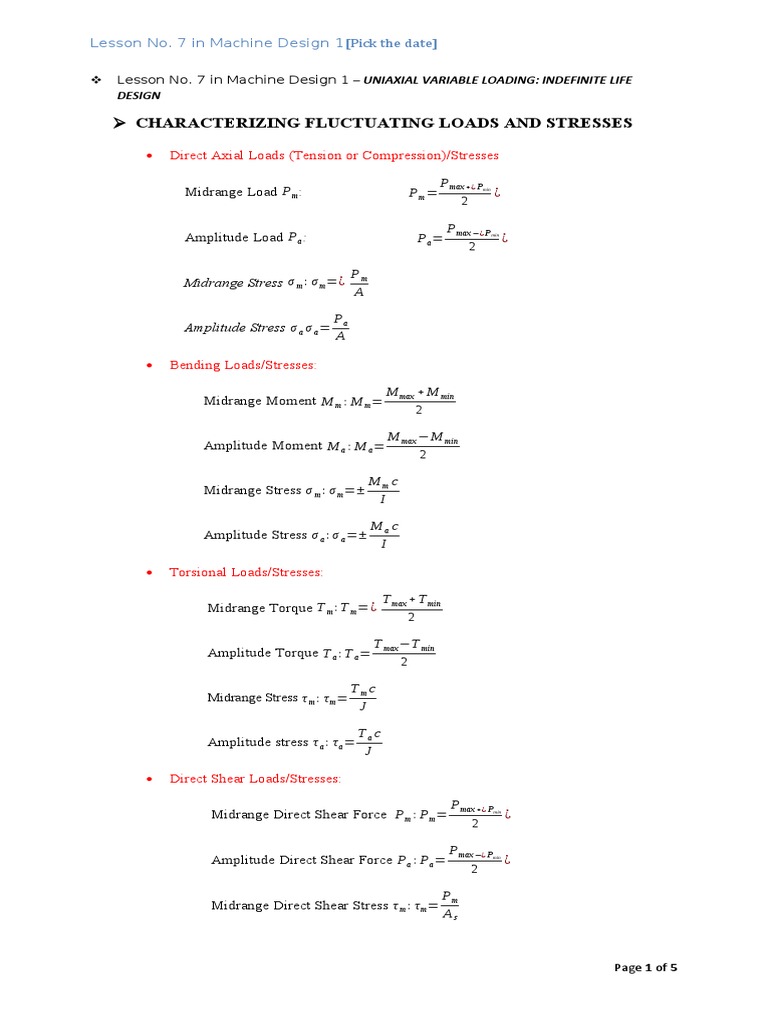 Characterizing Fluctuating Loads and Stresses | PDF | Strength Of ...