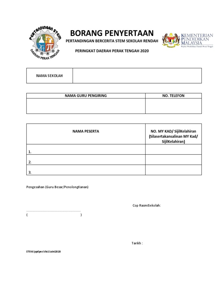 Borang Penyertaan Bercerita Stem Update | PDF