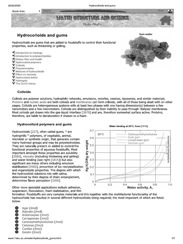 Hydrocolloids and Gums | PDF
