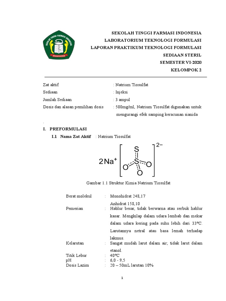Laporan Natrium Tiosulfat | PDF