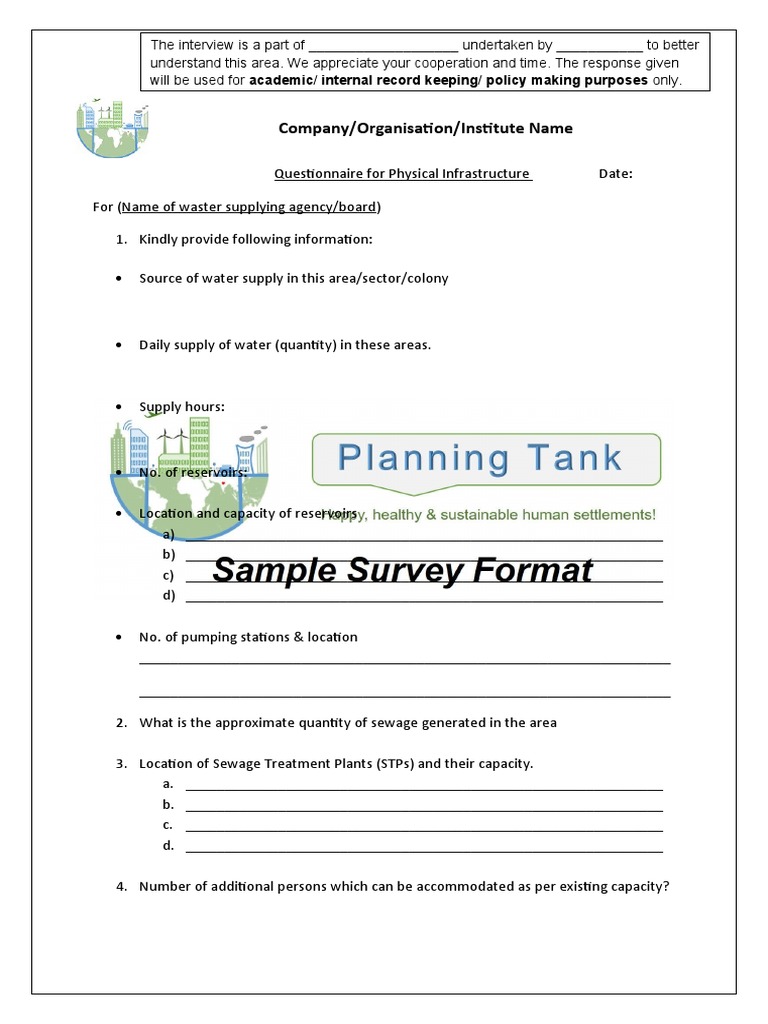 Water Sewage Questionnaire Editable Sample 1 | PDF | Water Supply ...