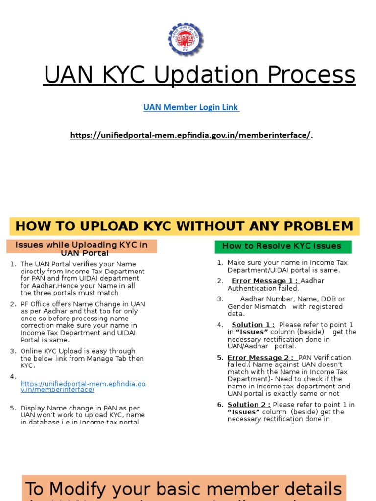 UAN KYC Update Process Guide | PDF | Authentication | Access Control