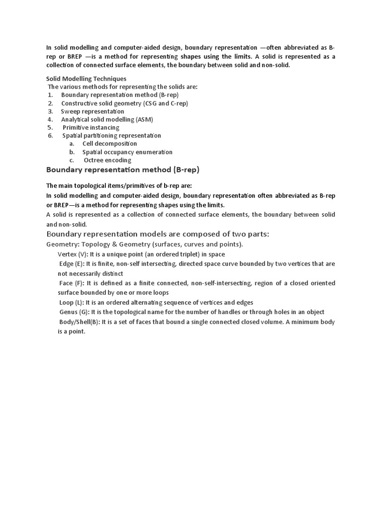Boundary Representation Method (B-Rep) : Boundary Representation Models ...