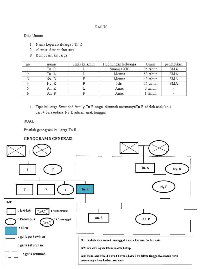 Genogram Keluarga Tn. R 3 Generasi | PDF