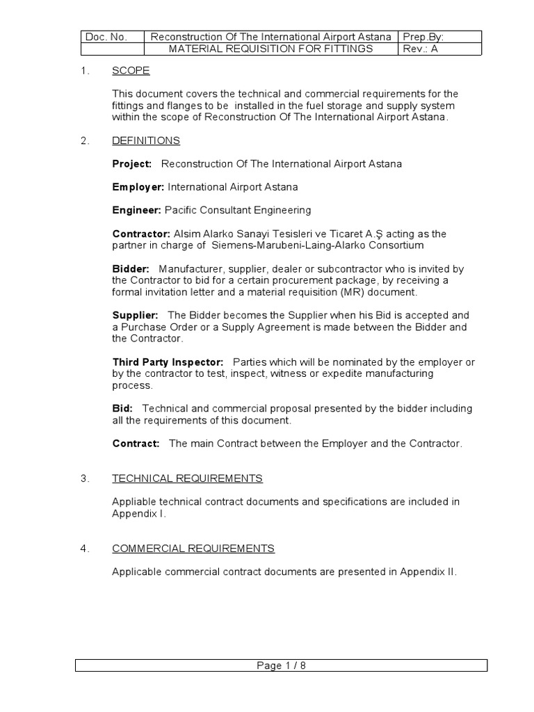 Material Requisition For Fuel Fittings-Rev0 | PDF | Pipe (Fluid ...