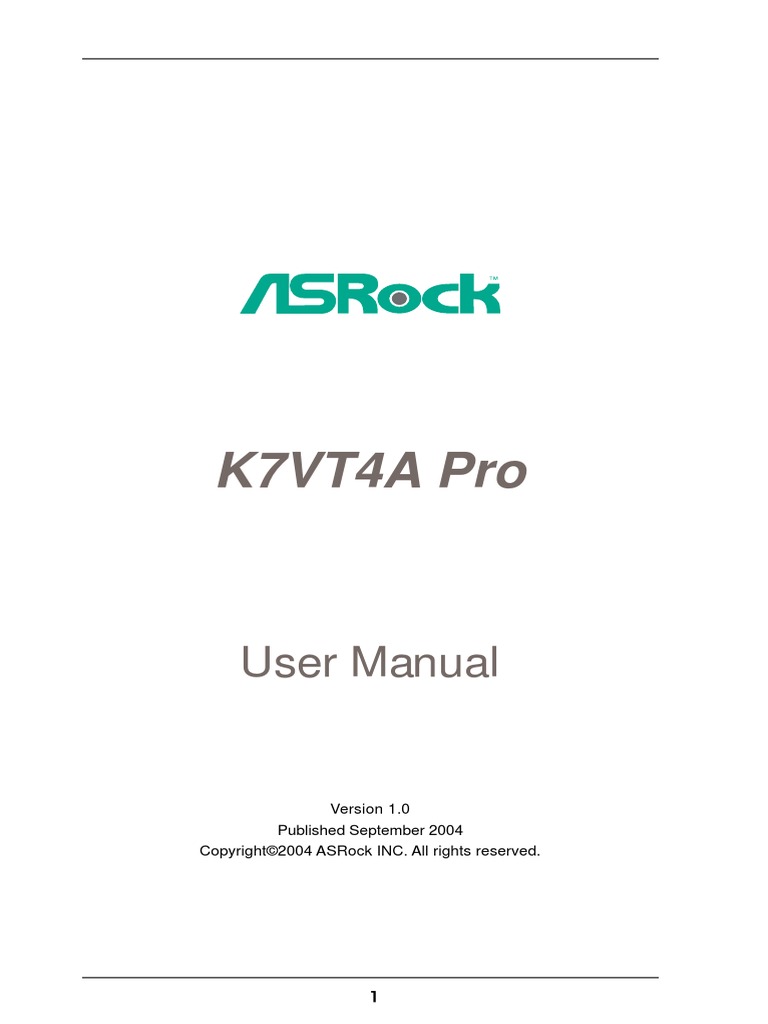 K7VT4A Pro: User Manual | PDF | Bios | Usb