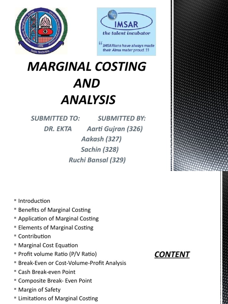 Marginal Costing AND Analysis | PDF | Business Economics | Economies