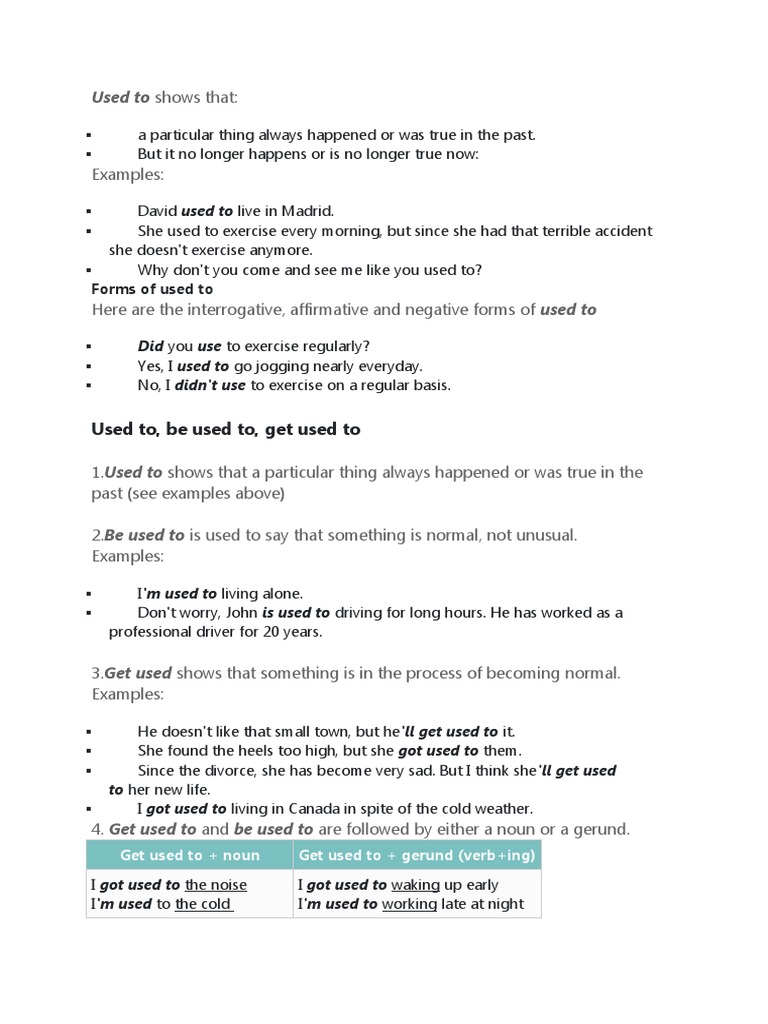 Understanding "Used To" in English Grammar | PDF | Self-Improvement
