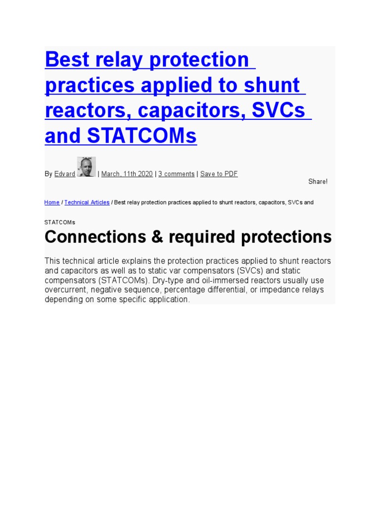 Best Relay Protection Practices Applied To Shunt Reactors | PDF ...