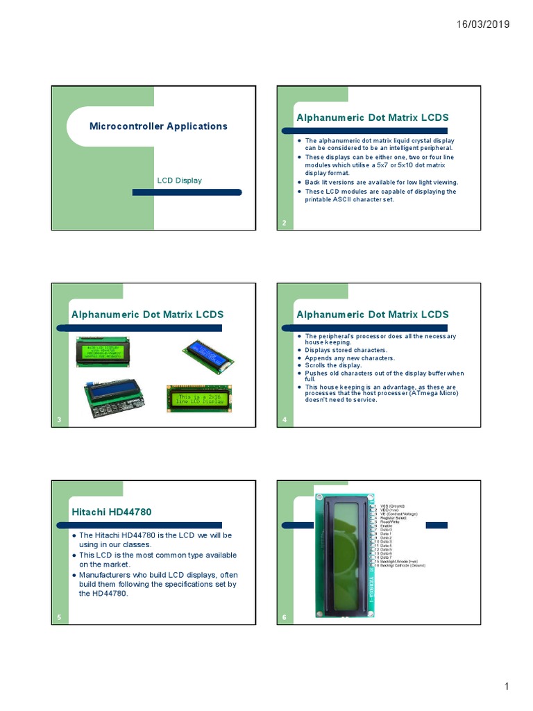 Microcontroller Applications: Alphanumeric Dot Matrix LCDS | PDF ...