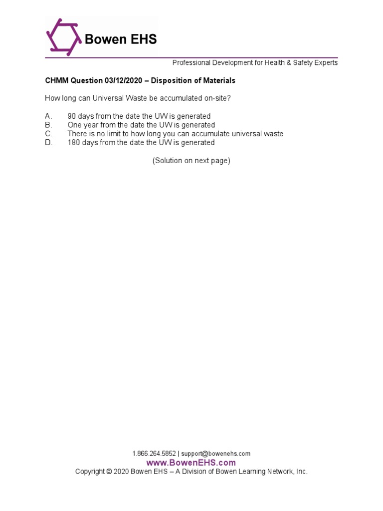 Chmmsolution Disposition of Materials | PDF