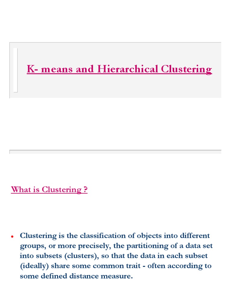 K-Means vs Hierarchical Clustering | PDF | Cluster Analysis ...