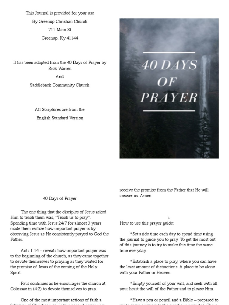 40 Days of Prayer Journal Guide | PDF | God The Father | Confession ...