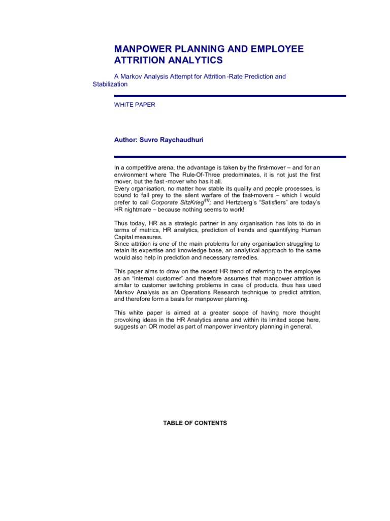 Manpower Planning and Employee Attrition Analytics | PDF | Labour ...