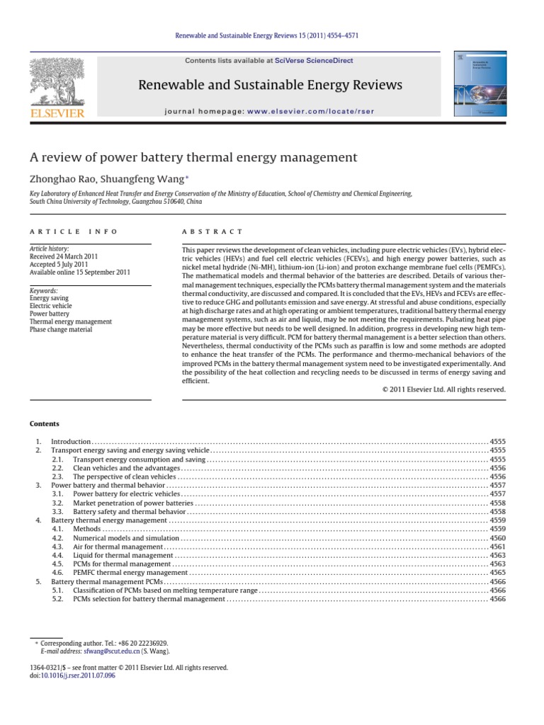 A Review of Power Battery Thermal Energy Management PDF | PDF ...