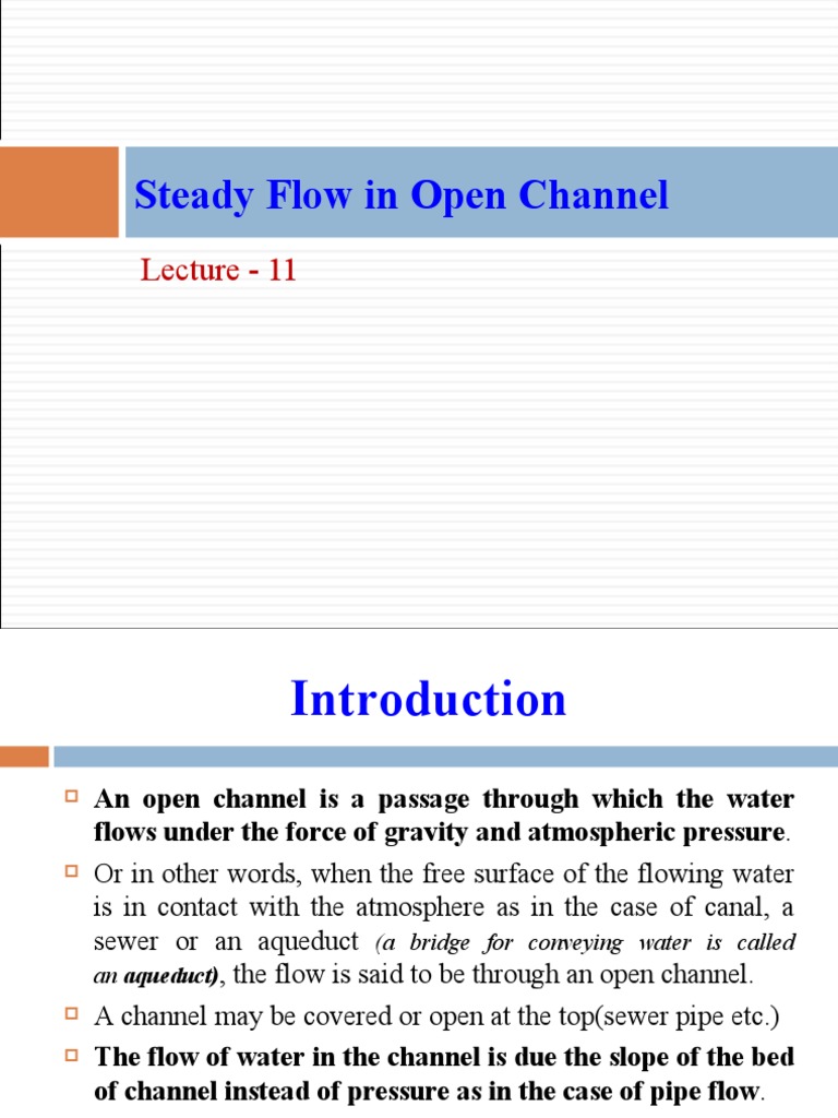 Lecture 11 - Steady Flow in Open Channels | PDF | Area | Continuum Mechanics