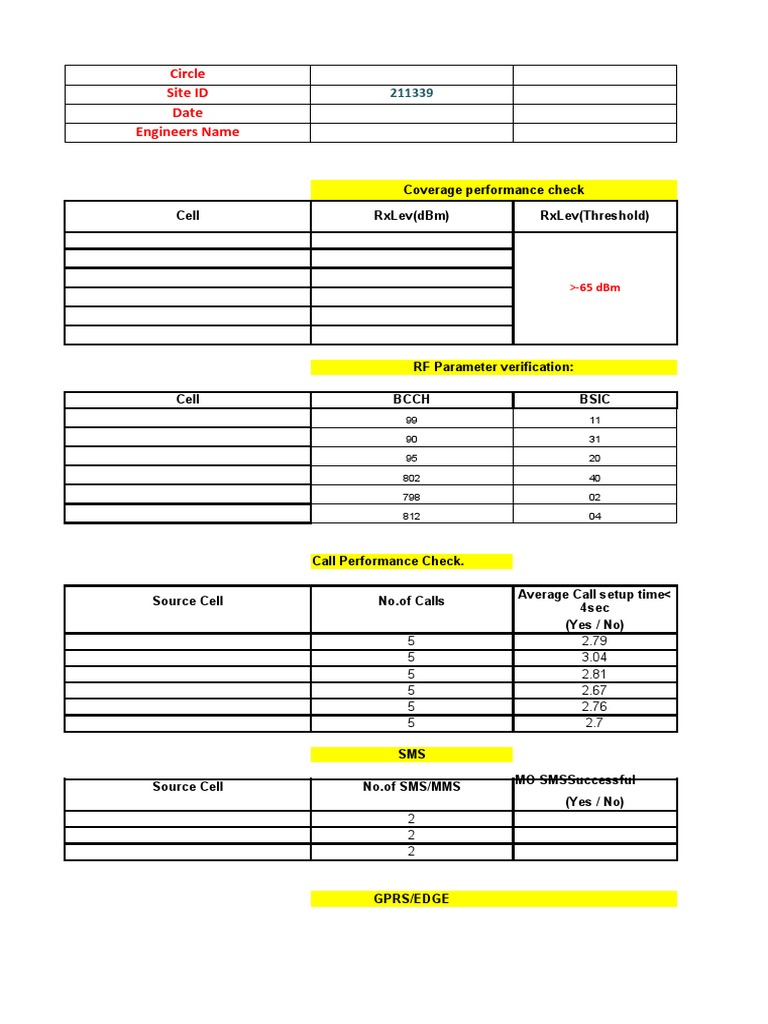 NSB-SSV Acceptance Sheet Template | PDF | High Speed Packet Access | Mobile Telecommunications