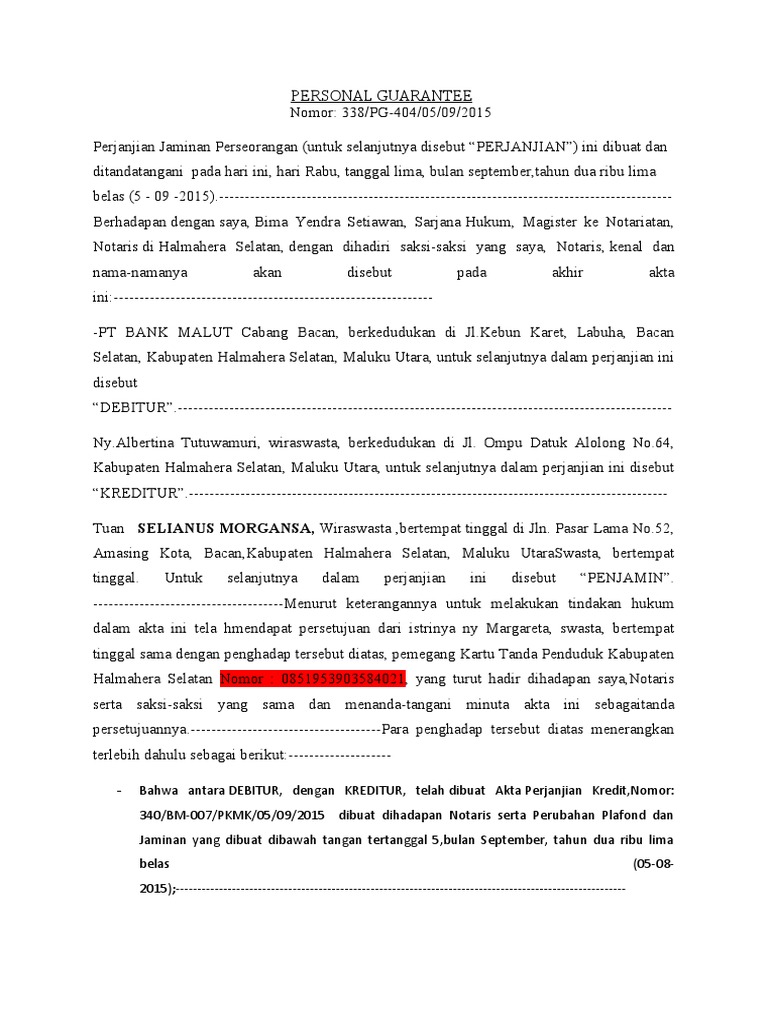 Personal Guarantee | PDF