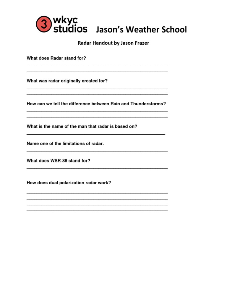 Jason Frazer's Weather School: Radar Lesson Handout | PDF