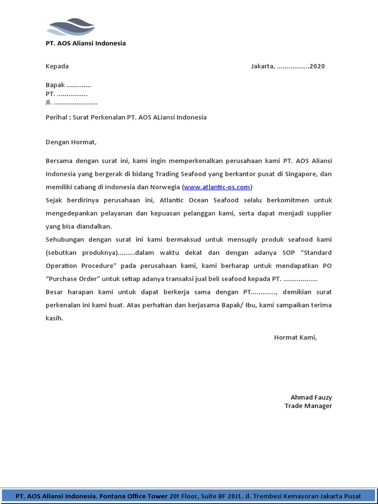 Introduction Letter Indonesia | PDF