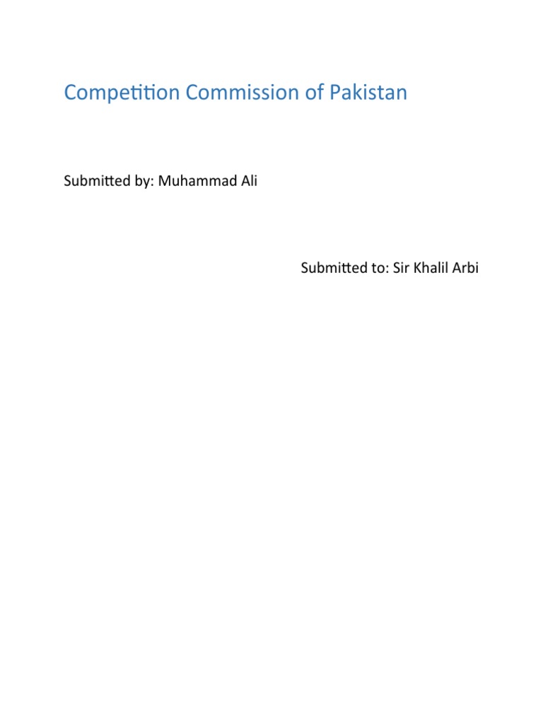 An Overview of the Competition Commission of Pakistan and Its Role in ...