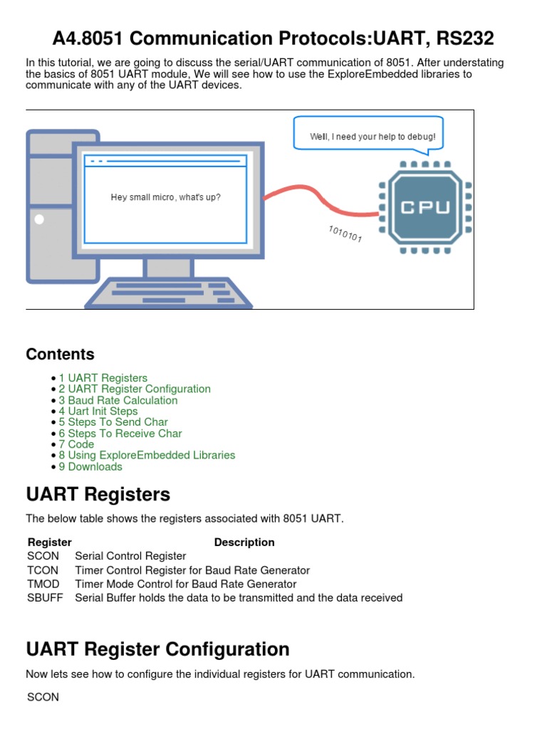 A4.8051 Communication Protocols - UART, RS232 | PDF | Hertz | Timer