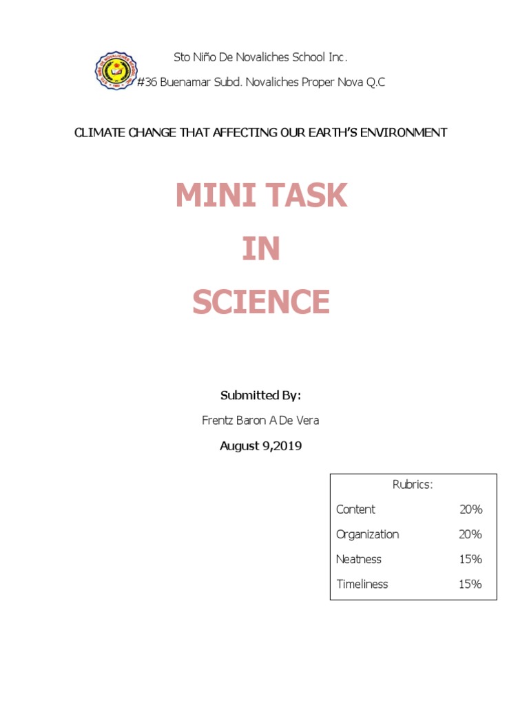 Mini Task IN Science: Climate Change That Affecting Our Earth'S ...