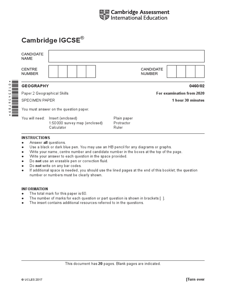 Specimen Paper 2 2020 | PDF | Physical Geography | Agriculture