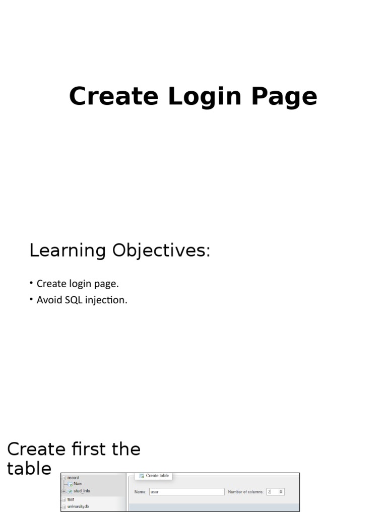 Create Login Page | PDF