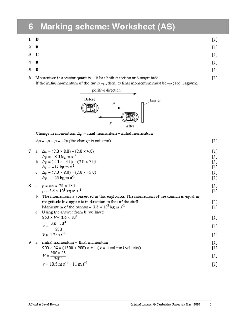 6 Marking Scheme Worksheet As As And A Level Physics Original