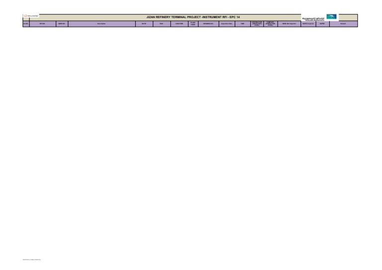 Jizan Refinery Terminal Project - Instrument Rfi - Epc 14: Saudi Aramco ...