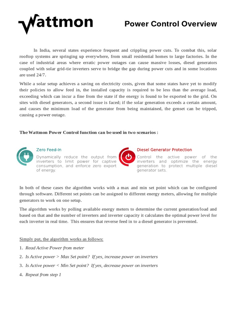 Wattmon Power Control Overview PDF | PDF | Solar Power | Power Inverter
