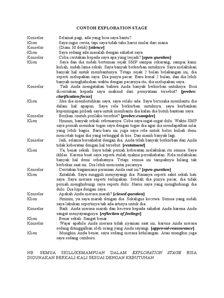 Contoh Exploration Stage: Clarification/focus) | PDF