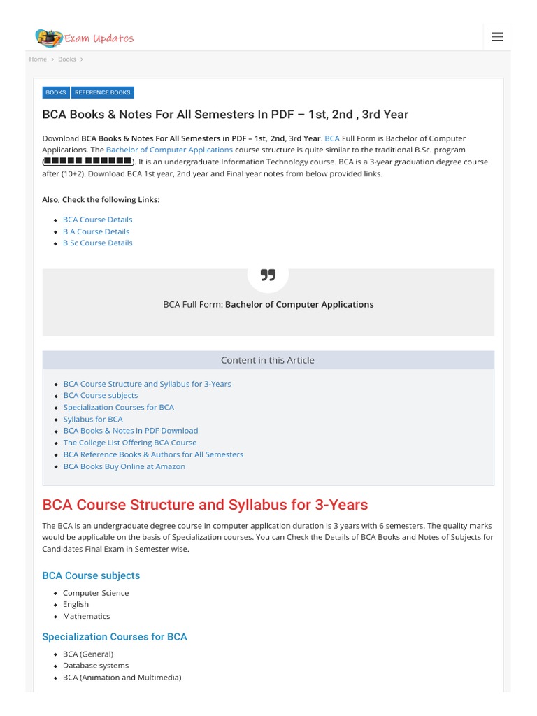 BCA Books & Notes For All Semesters in PDF - 1st, 2nd, 3rd Year ...