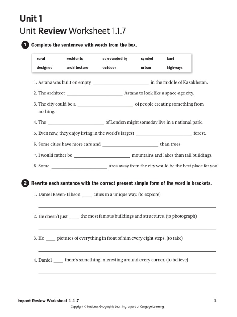 Unit Review Worksheet 1.1.7 | PDF | Nature