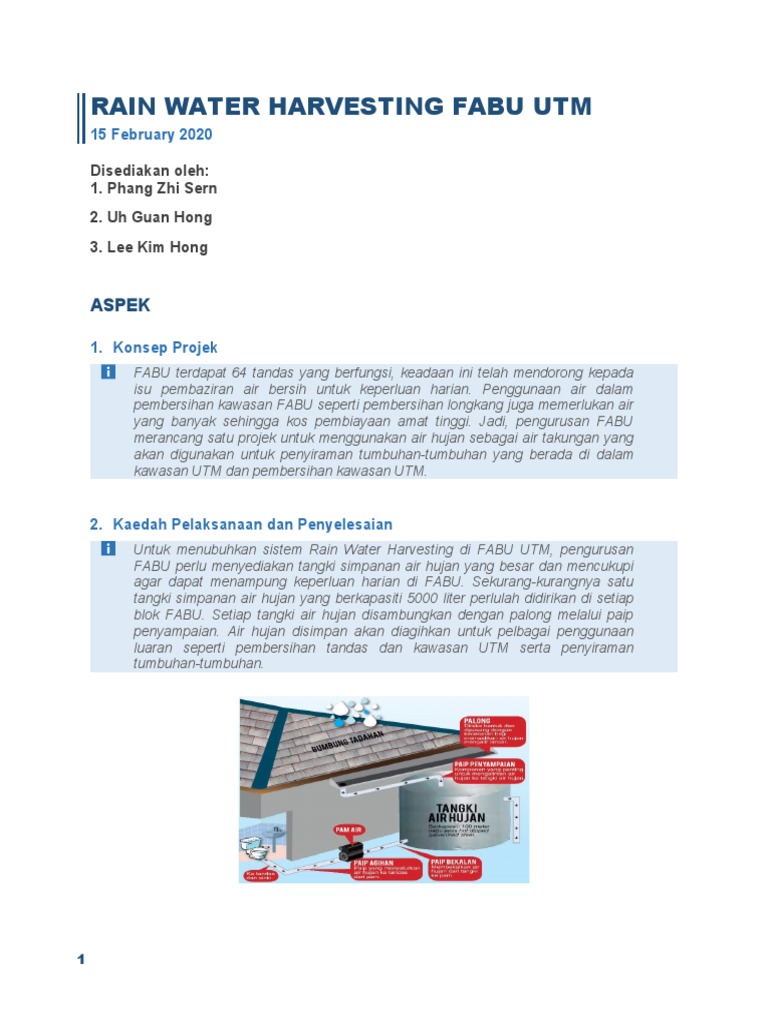 Rain Water Harvesting FABU UTM | PDF