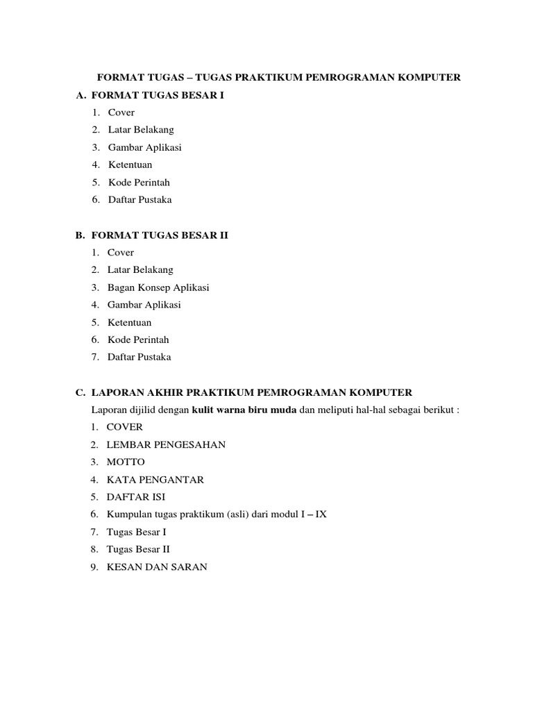 Format Tugas Praktikum Komputer | PDF