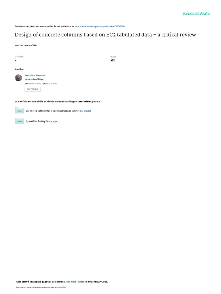 Design of Concrete Columns Based On EC2 Tabulated PDF | PDF | Column ...