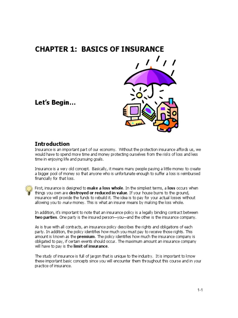 Chapter 1: Basics of Insurance: Let's Begin | PDF | Liability Insurance ...