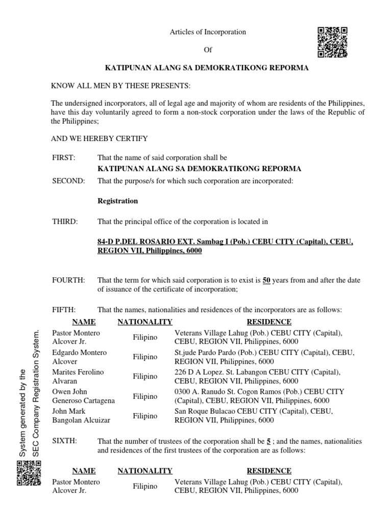 Cebu Non-Stock Corporation Filing | PDF | Social Institutions | Social ...