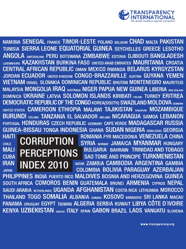 Corruption Perceptions INDEX 2010: Transparency International | PDF ...