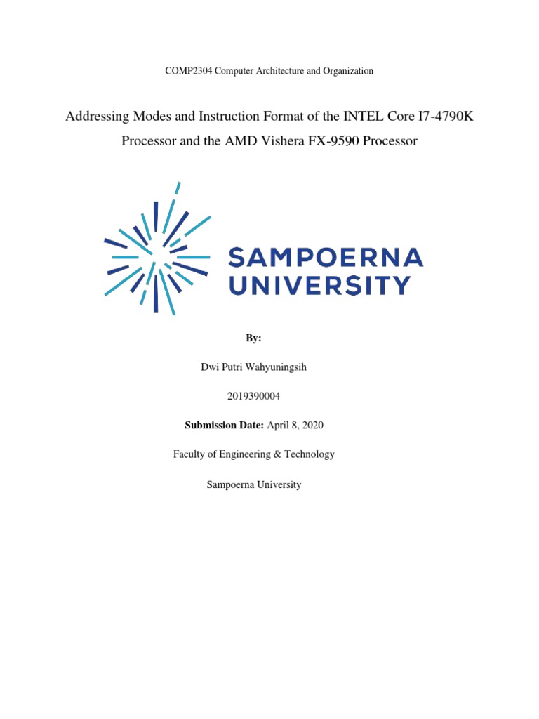 Addressing Modes and Instruction Format of The INTEL Core I7-4790K ...
