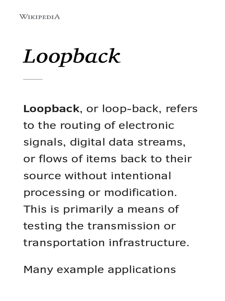 Loopback: Loopback, or Loop-Back, Refers | PDF | Digital Technology ...