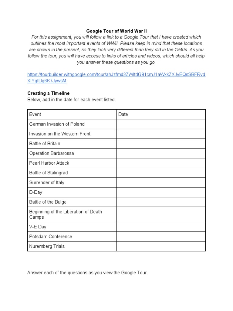 Google Tour: Key WWII Events and Insights | PDF