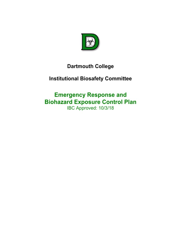 Emergency Response and Biohazard Exposure Control Plan: Dartmouth ...