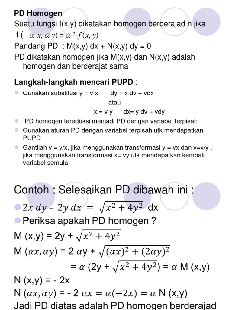 Persamaan Diferensial Homogen dan Eksak | PDF
