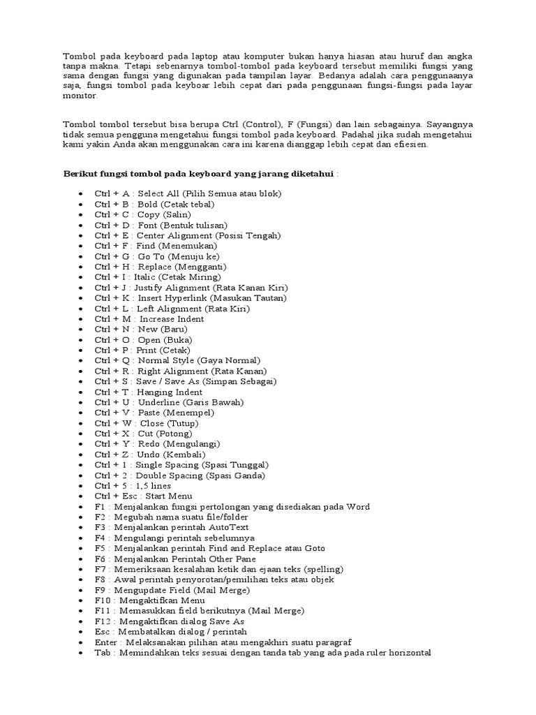 Tombol Pada Keyboard Pada Laptop Atau Komputer Bukan Hanya Hiasan Atau ...