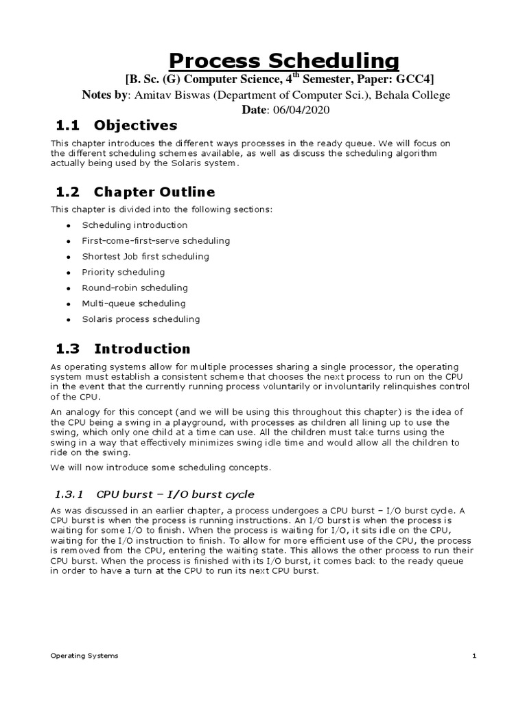 Process Scheduling (First Part) | PDF | Scheduling (Computing) | Process (Computing)