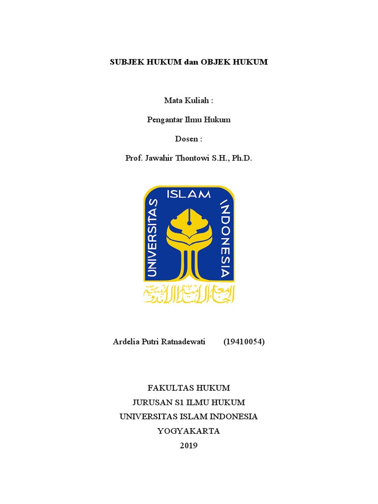 Pengertian Subjek dan Objek Hukum | PDF
