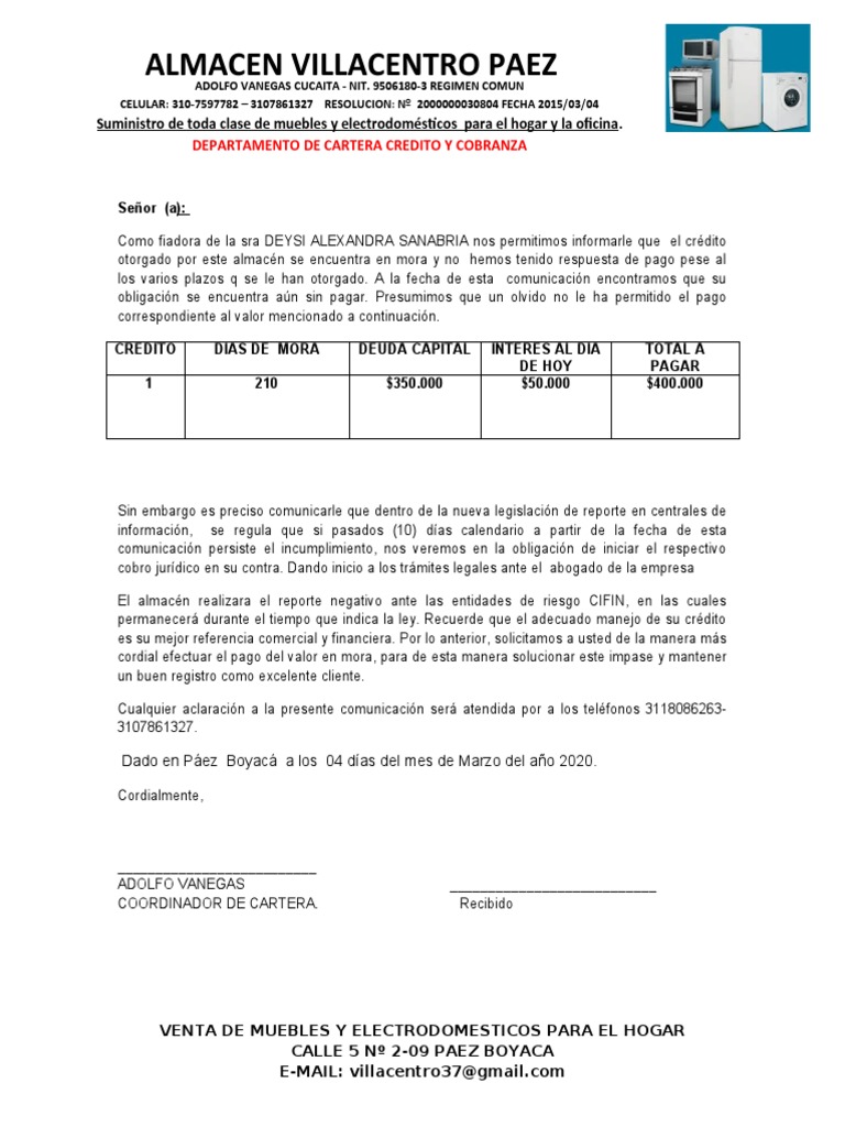 Carta para Codeudor | PDF